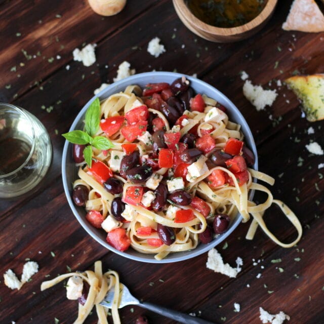 Warm Greek Pasta - The Wooden Skillet