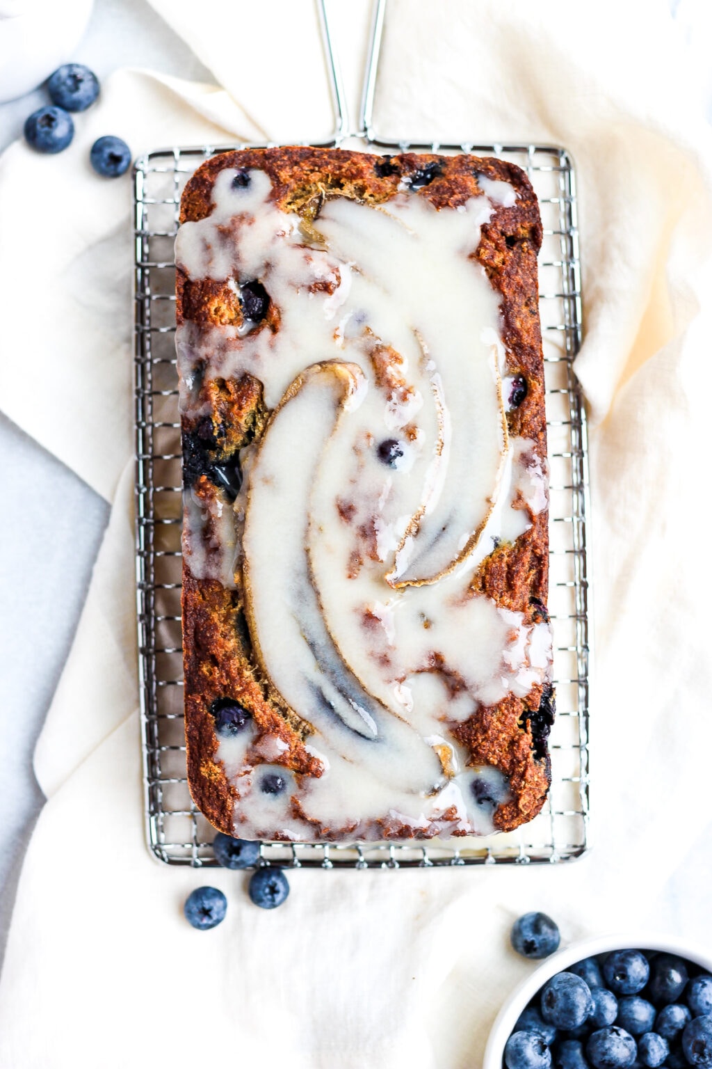 Paleo Blueberry Muffin Bread + Vanilla Glaze - The Wooden Skillet