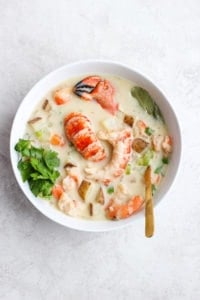 Ultimate Dairy-Free Chunky Seafood Chowder - The Wooden Skillet