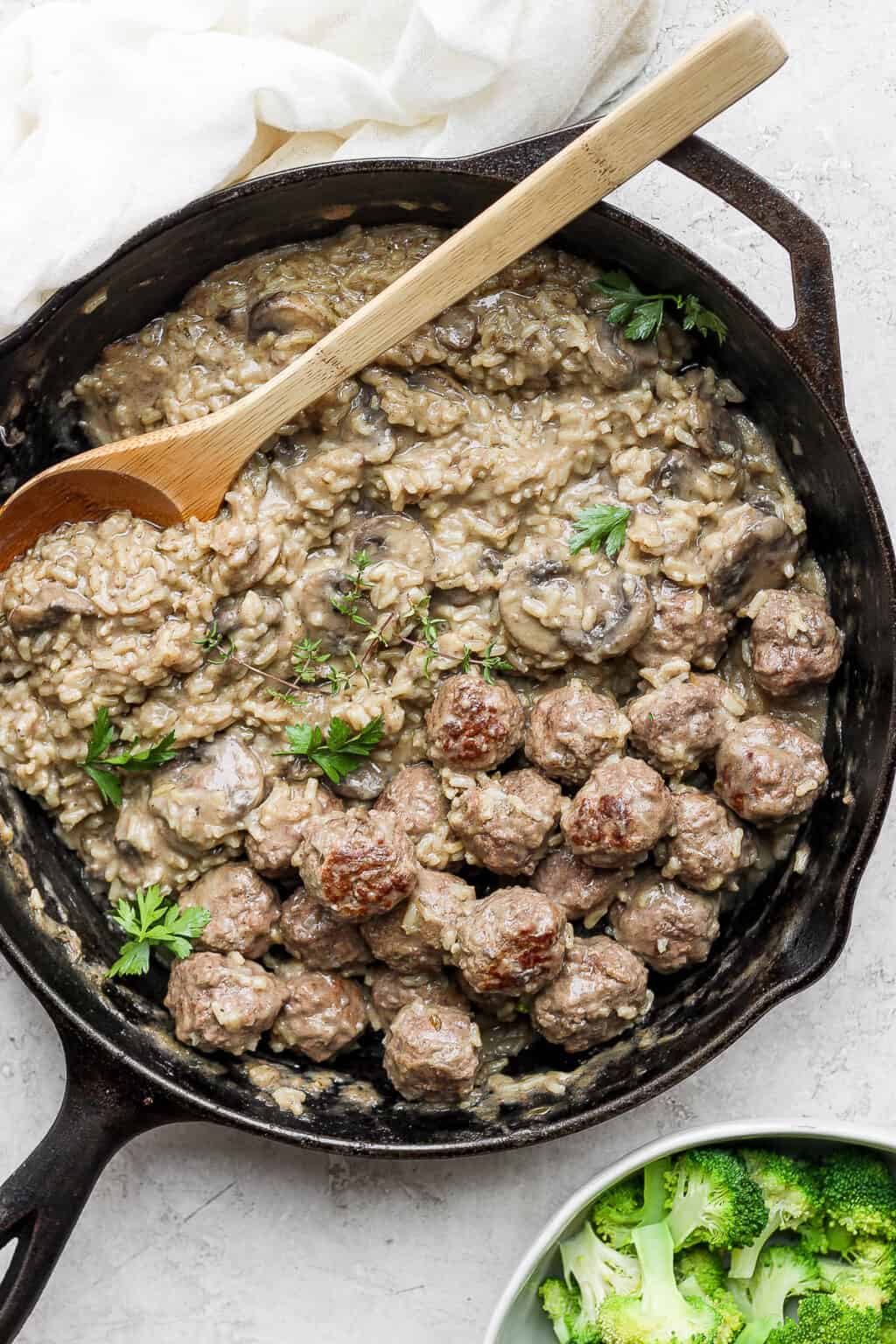 Meatballs and Rice - The Wooden Skillet