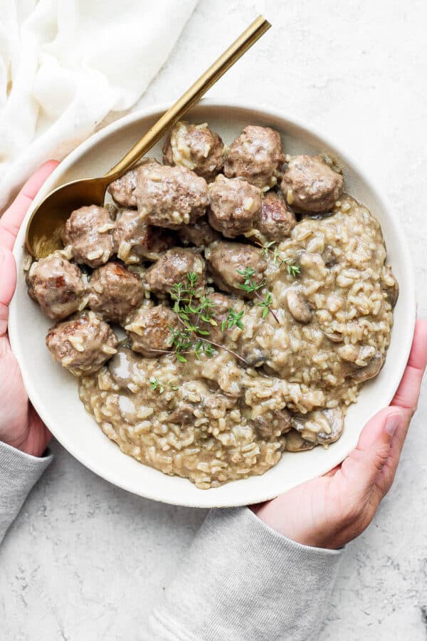Meatballs and Rice - The Wooden Skillet