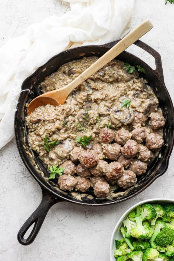 Meatballs and Rice - The Wooden Skillet
