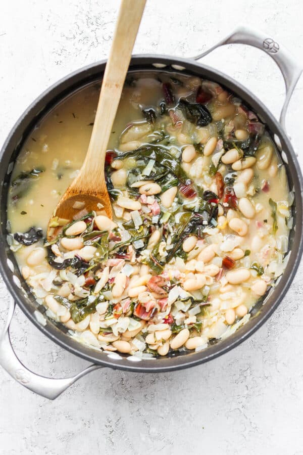 Delicious Brothy White Beans + Grilled Bread - The Wooden Skillet