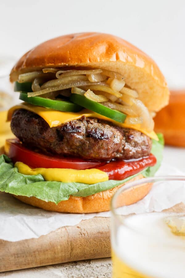 Beer Burgers (+ beer braised onions) - The Wooden Skillet