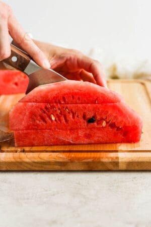 How to Cut a Watermelon (cubes, sticks + triangle slices) - The Wooden ...