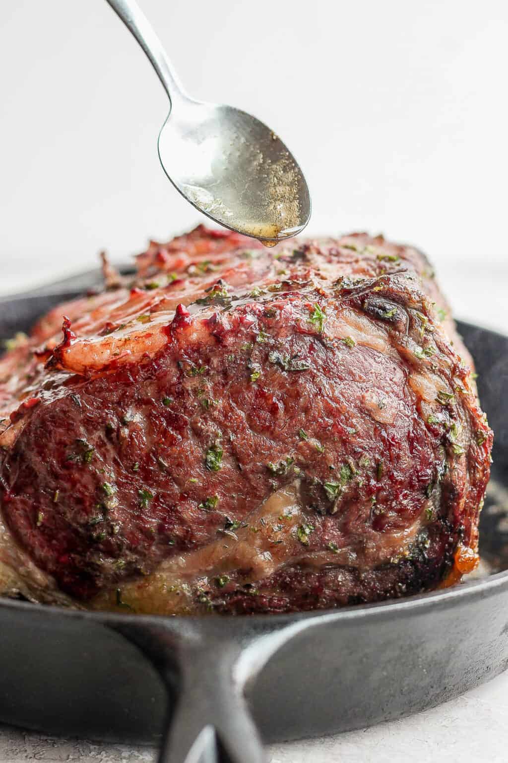 Salt + Pepper Smoked Prime Rib with Herbed Butter - The Wooden Skillet