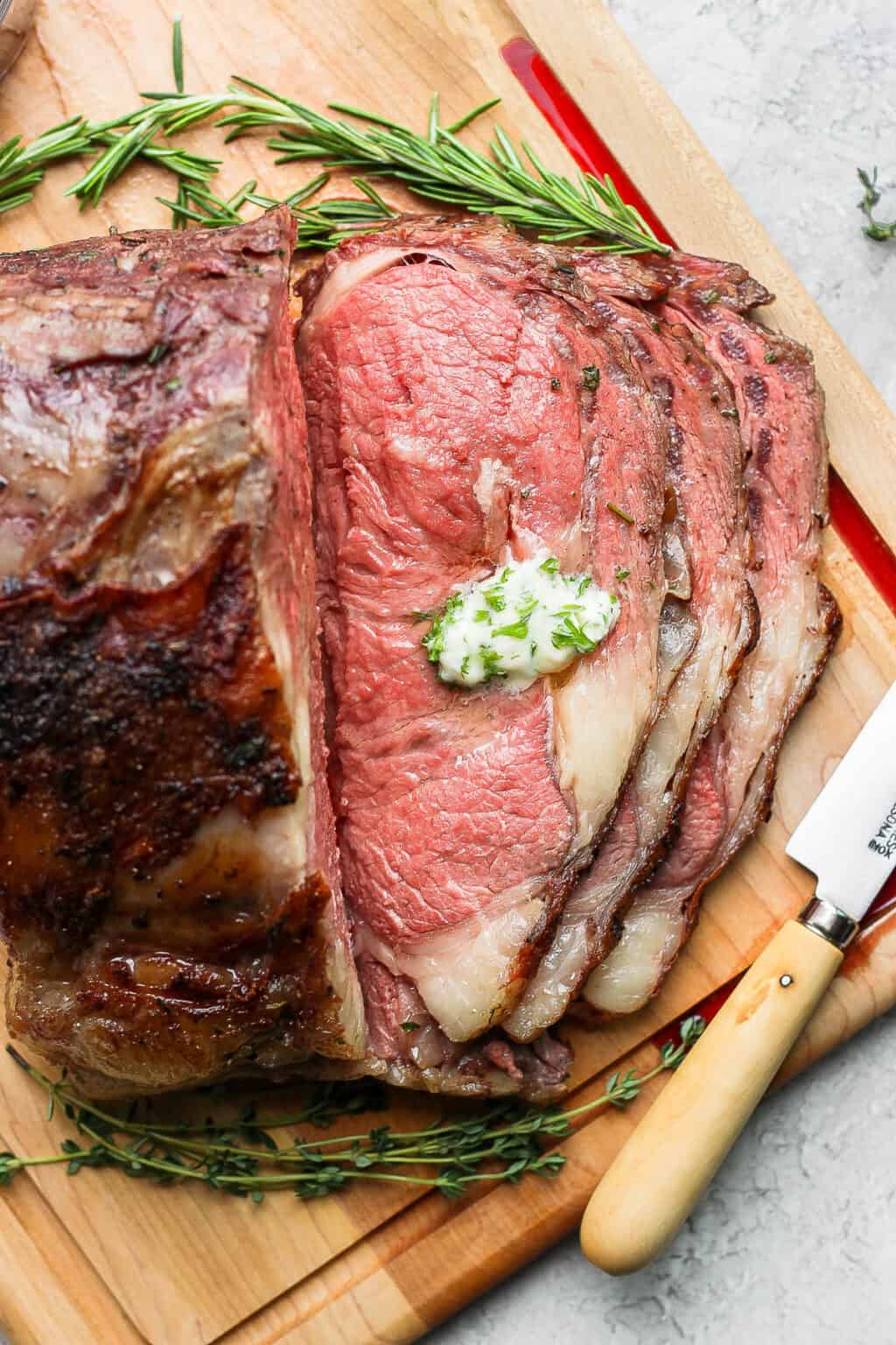 Salt + Pepper Smoked Prime Rib with Herbed Butter - The Wooden Skillet