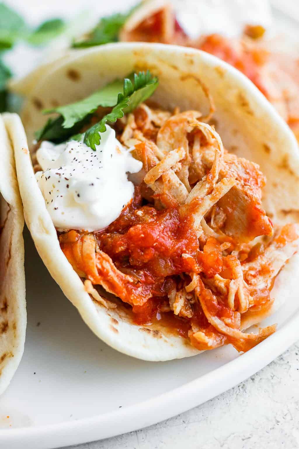 Super Easy Salsa Chicken (slow cooker + instant pot) - The Wooden Skillet