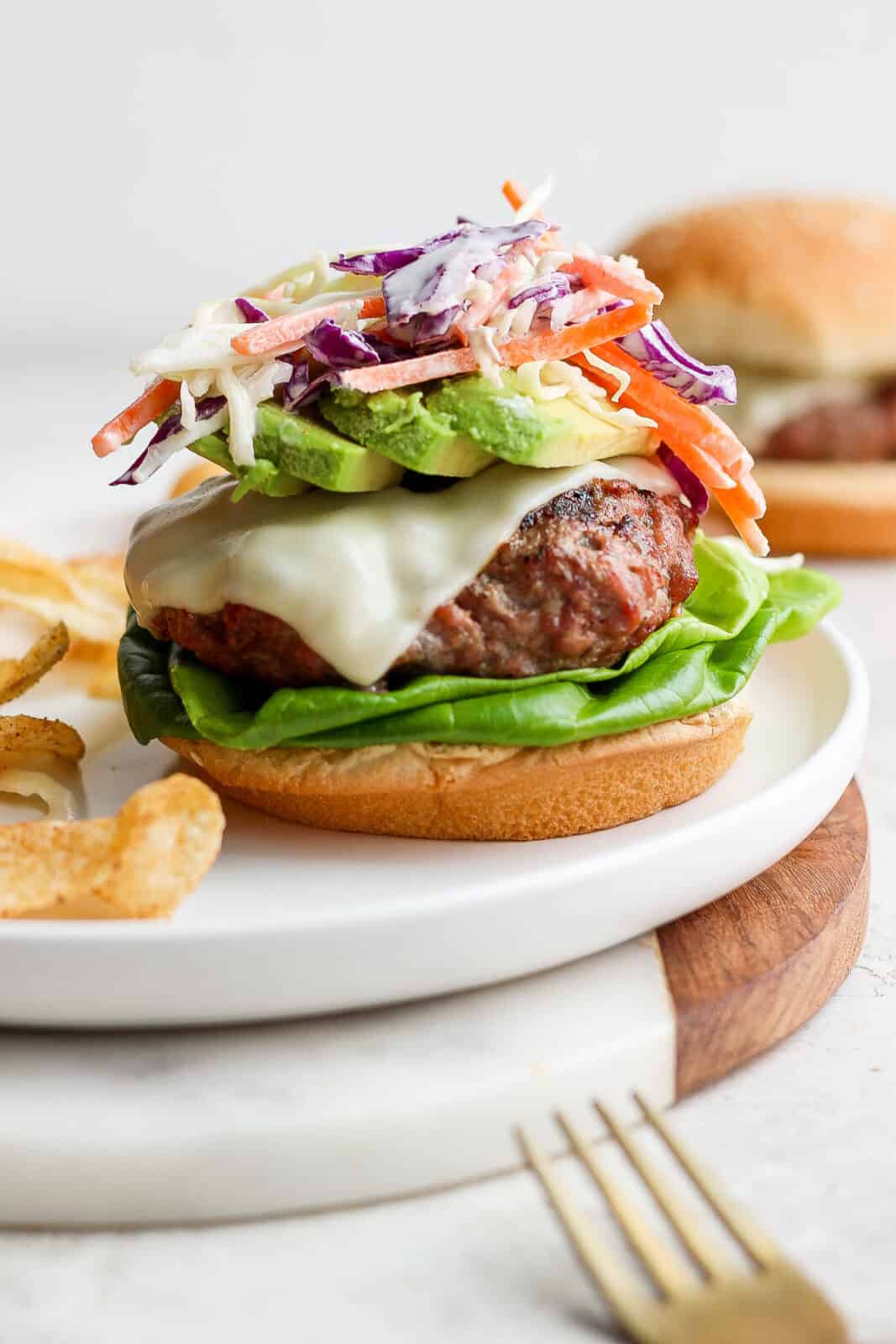 Pork Burger + Spicy Mayo Slaw - The Wooden Skillet