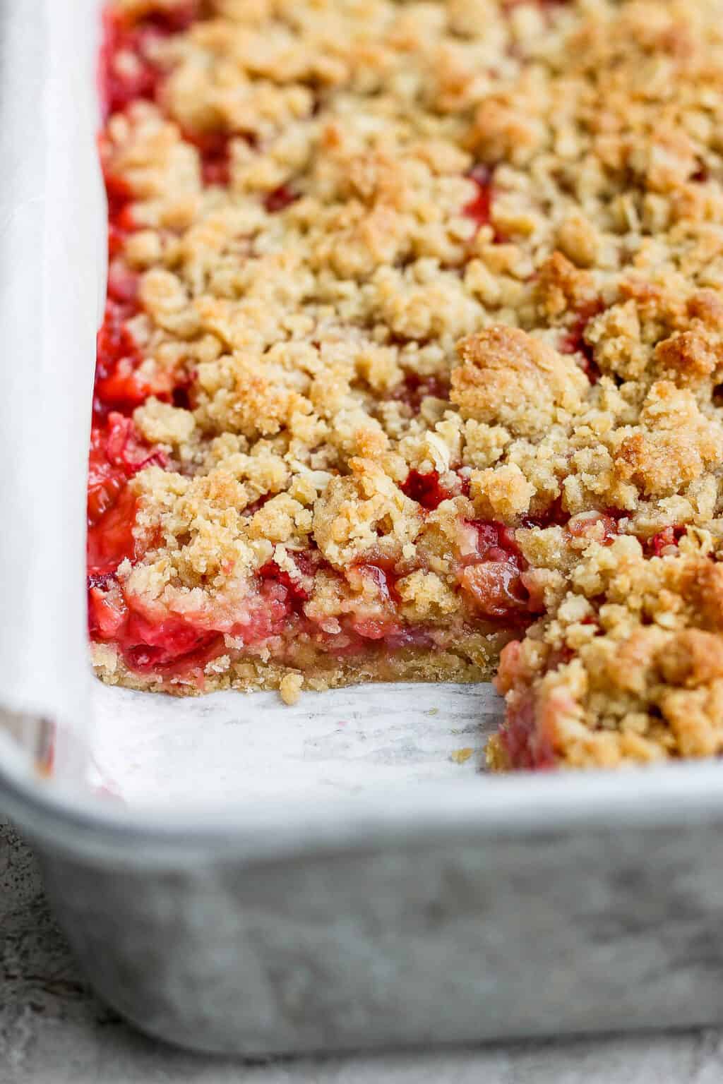 Strawberry Rhubarb Bars - The Wooden Skillet