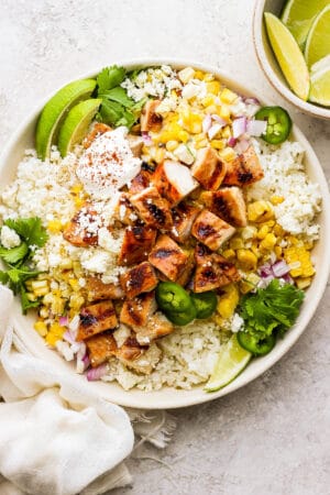 Street Corn Chicken Rice Bowl - The Wooden Skillet