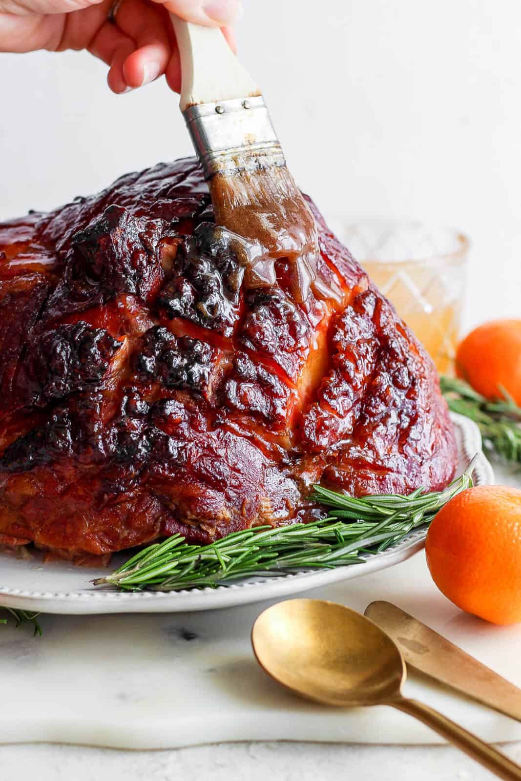 Grilled Ham + Honey Bourbon Glaze - The Wooden Skillet