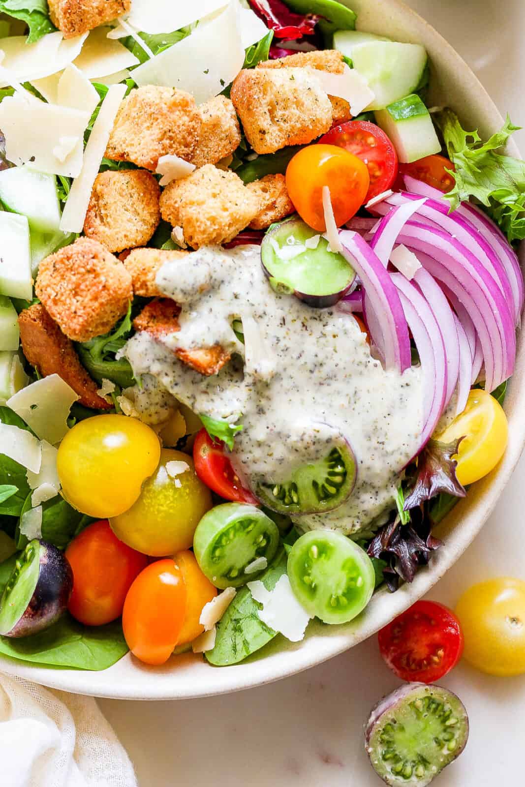 House Salad + Creamy Parmesan Dressing - The Wooden Skillet