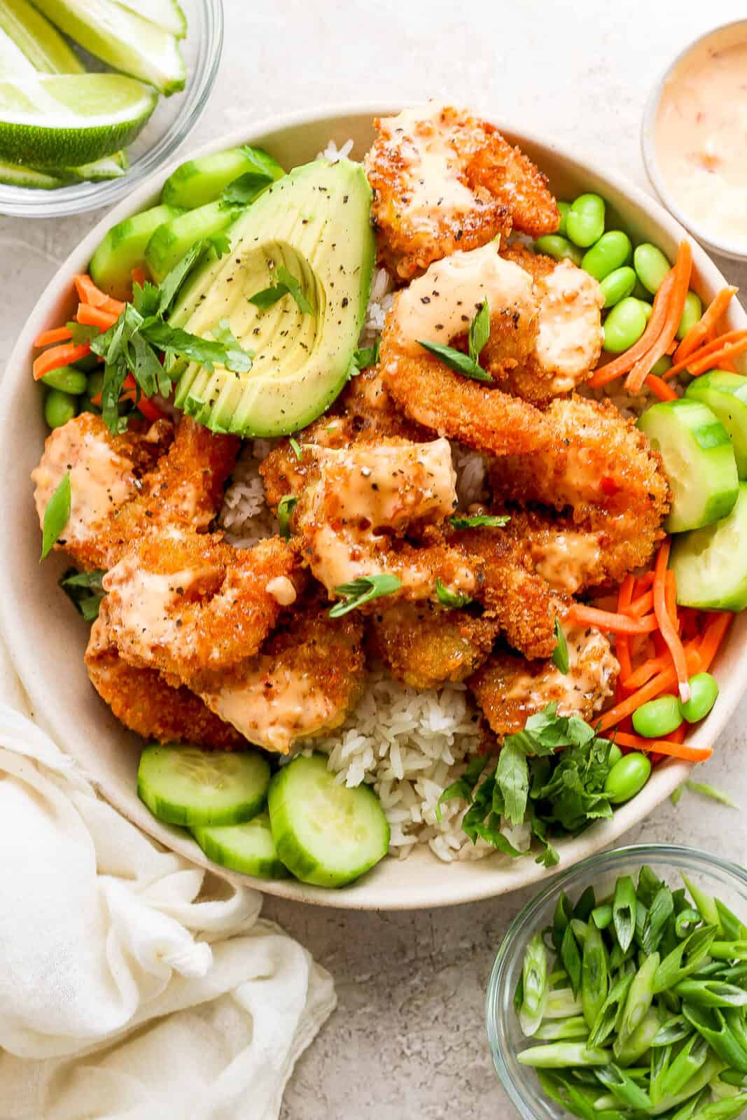 Bang Bang Shrimp Rice Bowl - The Wooden Skillet