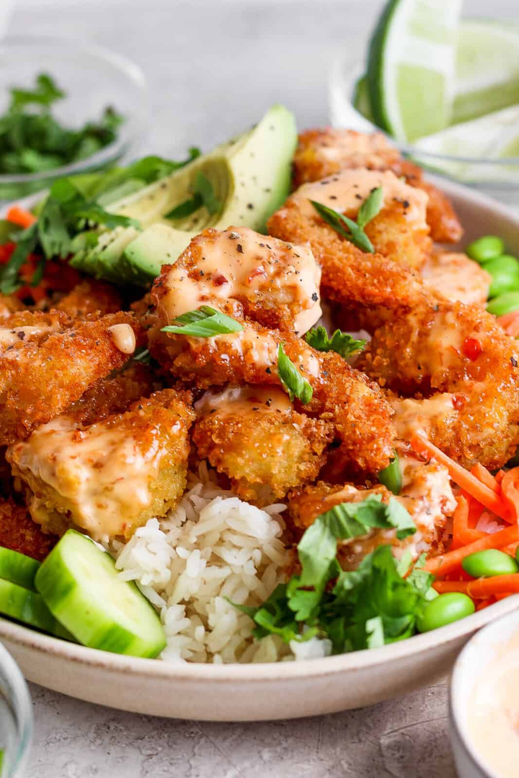 Bang Bang Shrimp Rice Bowl - The Wooden Skillet