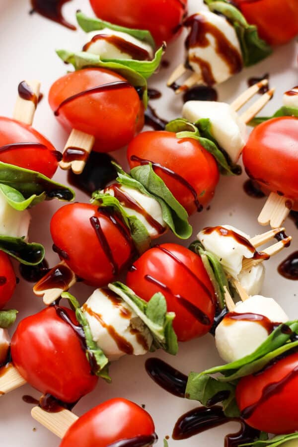 Caprese Skewers With Balsamic Glaze - The Wooden Skillet
