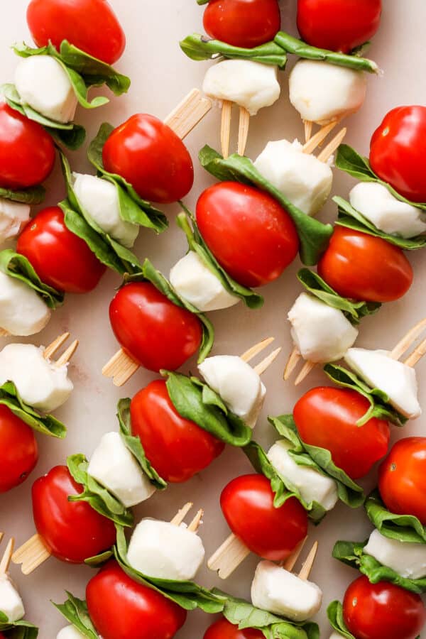 Caprese Skewers With Balsamic Glaze - The Wooden Skillet