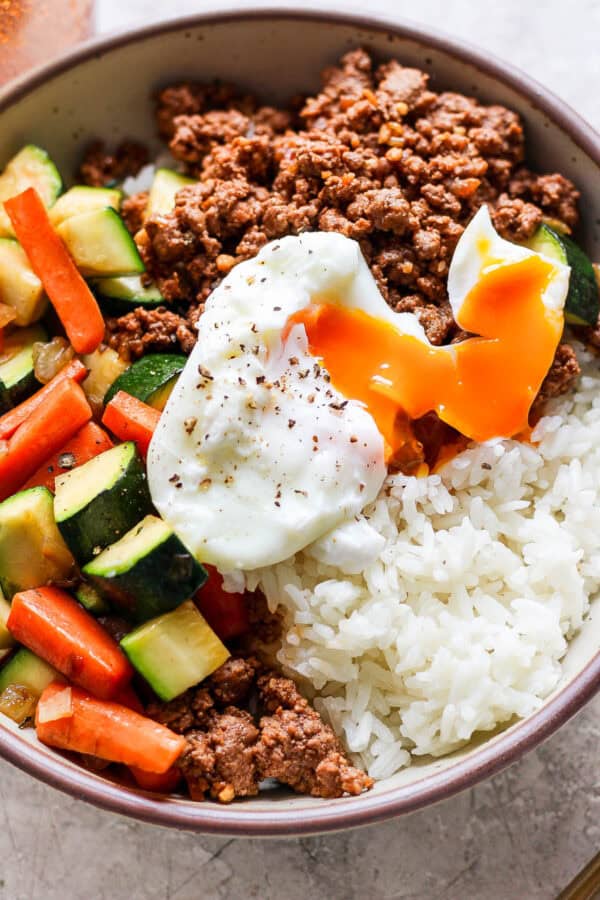 Gochujang Ground Beef Rice Bowl - The Wooden Skillet