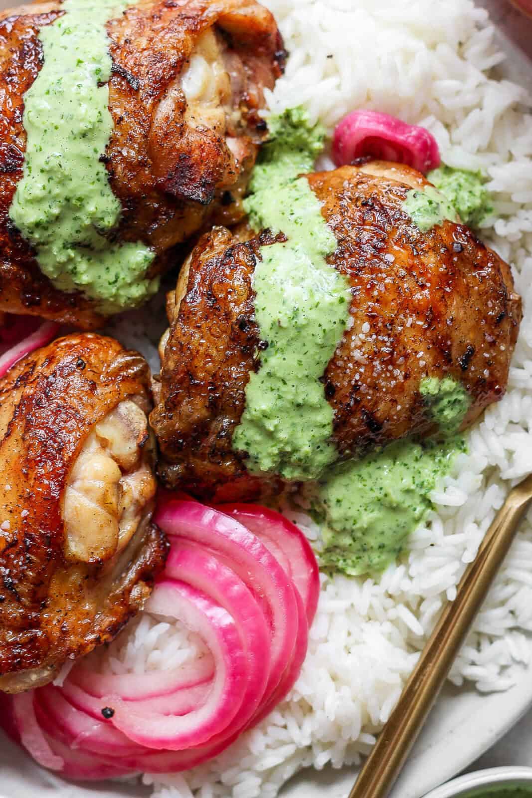 Grilled Peruvian Chicken (+ Green Sauce) - The Wooden Skillet