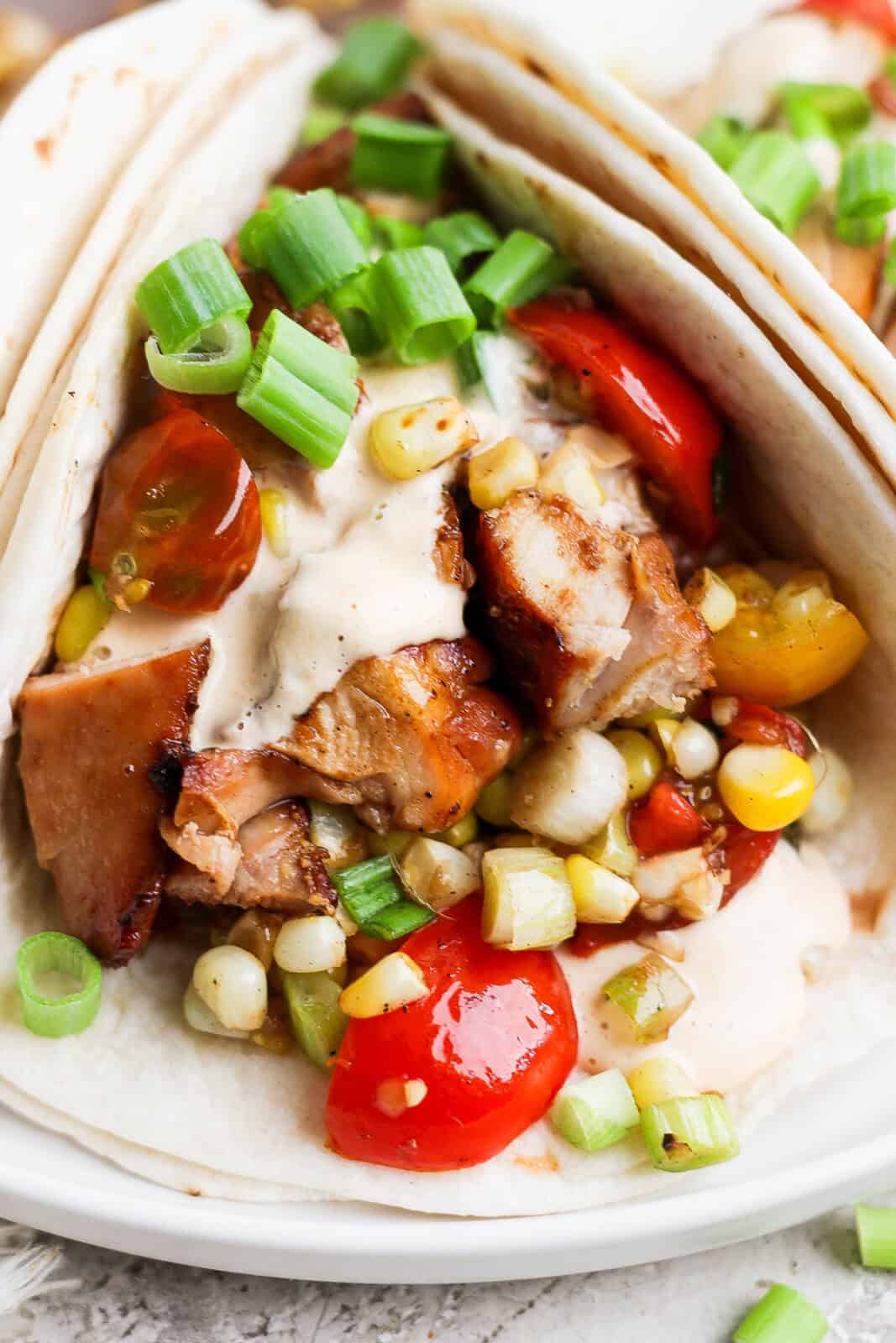 Blackstone Chicken Tacos + Chipotle Lime Sauce - The Wooden Skillet
