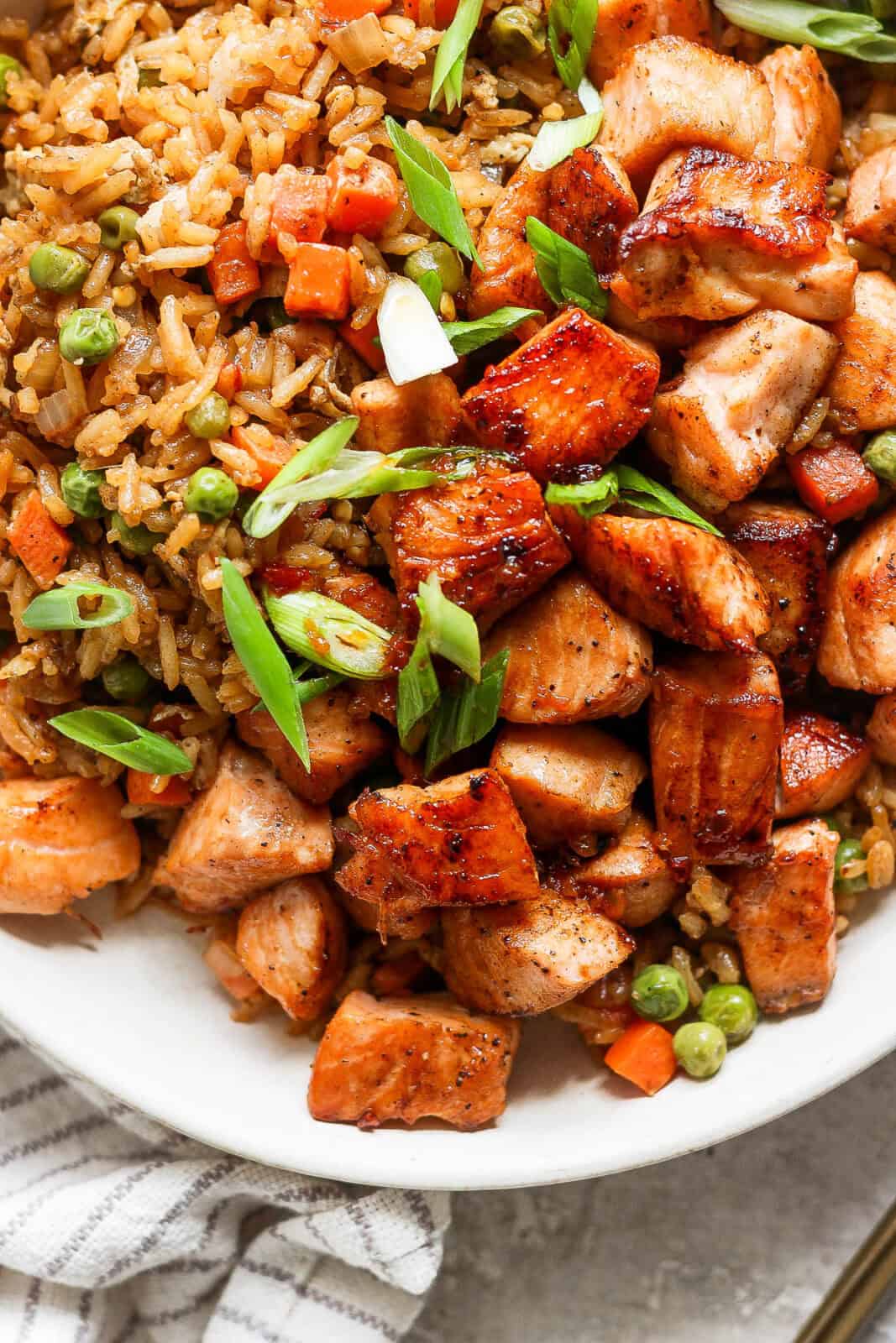 Salmon Fried Rice - The Wooden Skillet