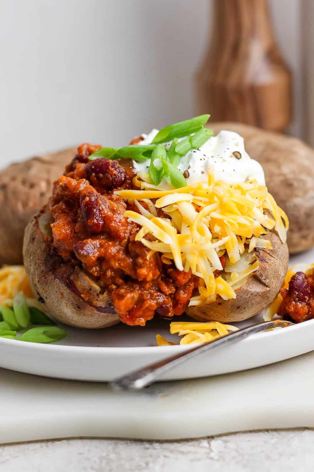 Chili Baked Potato - The Wooden Skillet