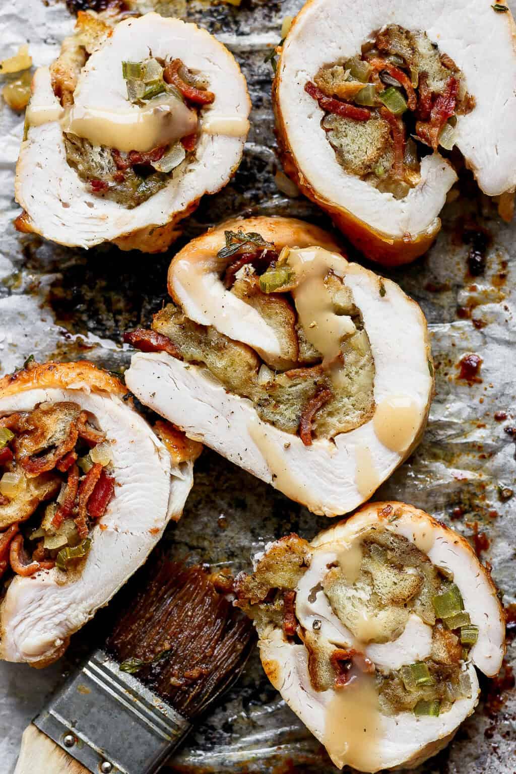 Stuffed Turkey Breast + Sourdough Bacon Stuffing - The Wooden Skillet