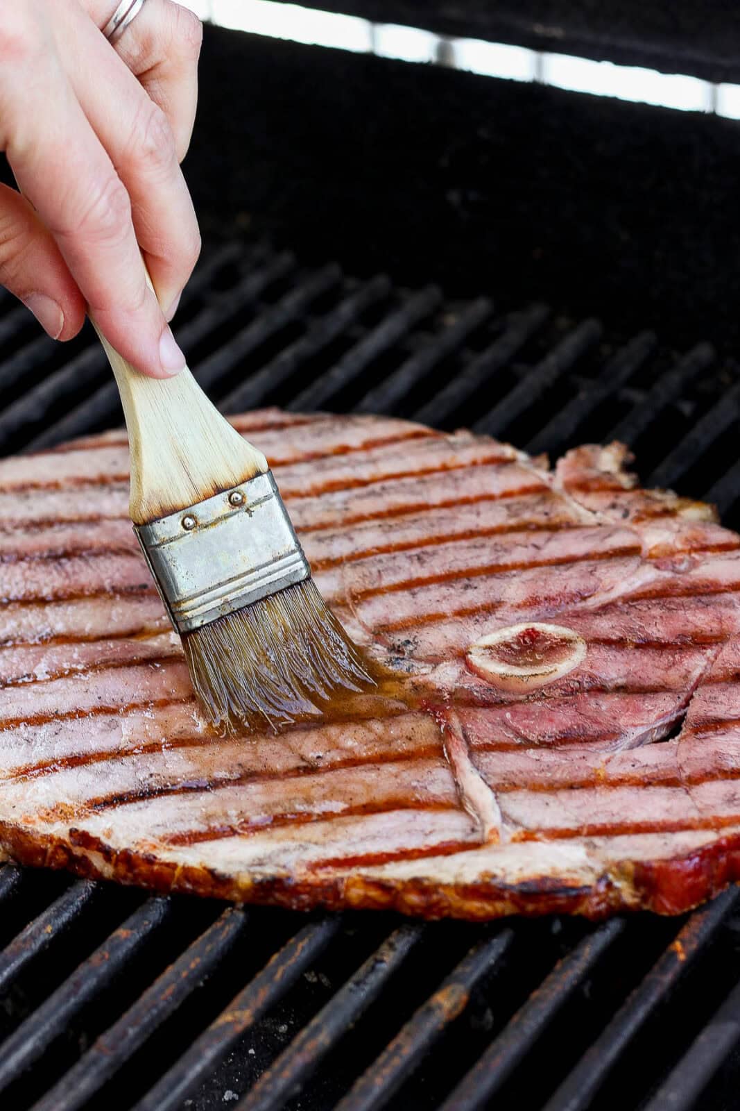 Bourbon Maple Grilled Ham Steak - The Wooden Skillet