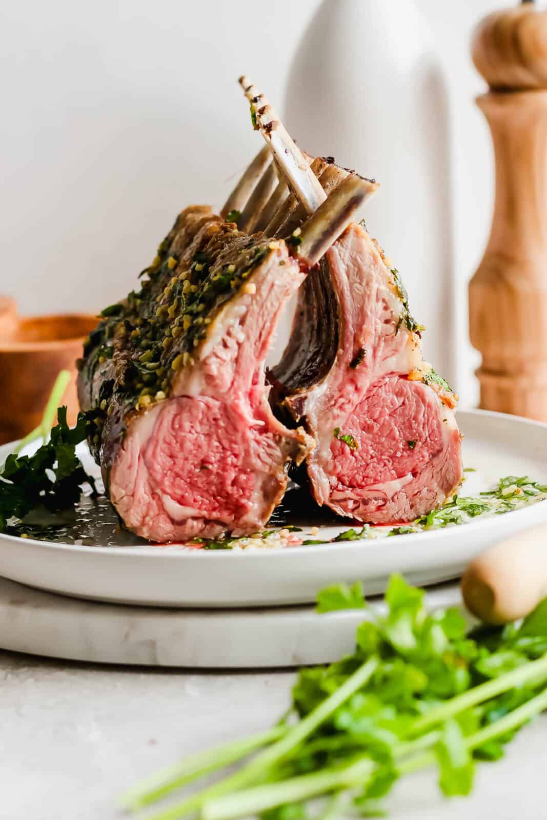 Herby Garlic Rack of Lamb - The Wooden Skillet
