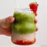 Easy Strawberry Matcha Latte (with strawberry jam) - The Wooden Skillet