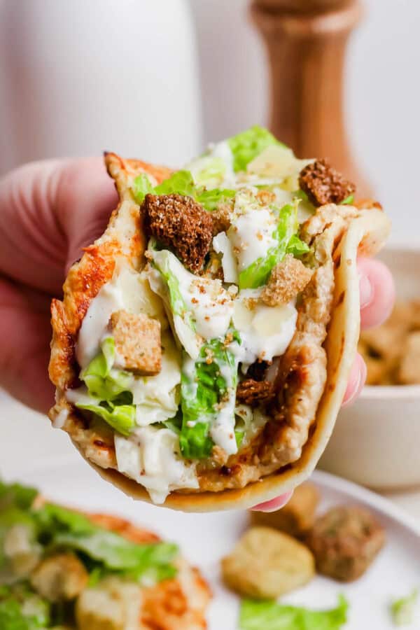 Chicken Caesar Smash Taco (+ crushed croutons) - The Wooden Skillet