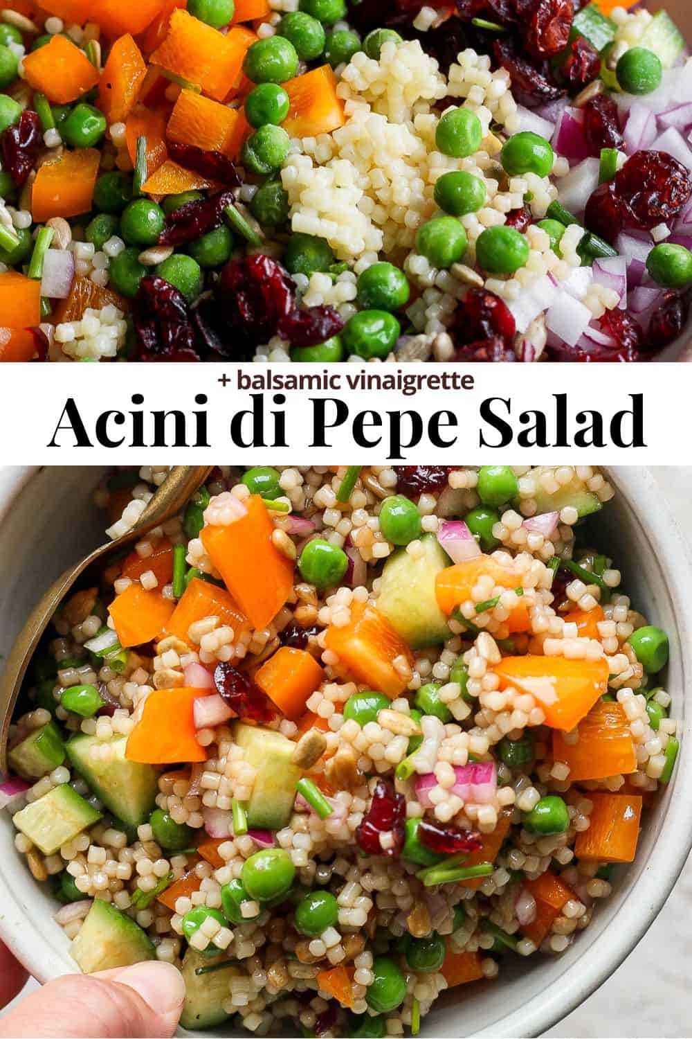 Veggie Packed Acini di Pepe Salad + Balsamic Dressing - The Wooden Skillet