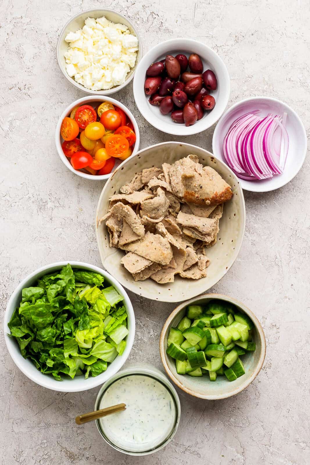 Easy Greek Gyro Salad (with homemade tzatziki dressing) - The Wooden ...