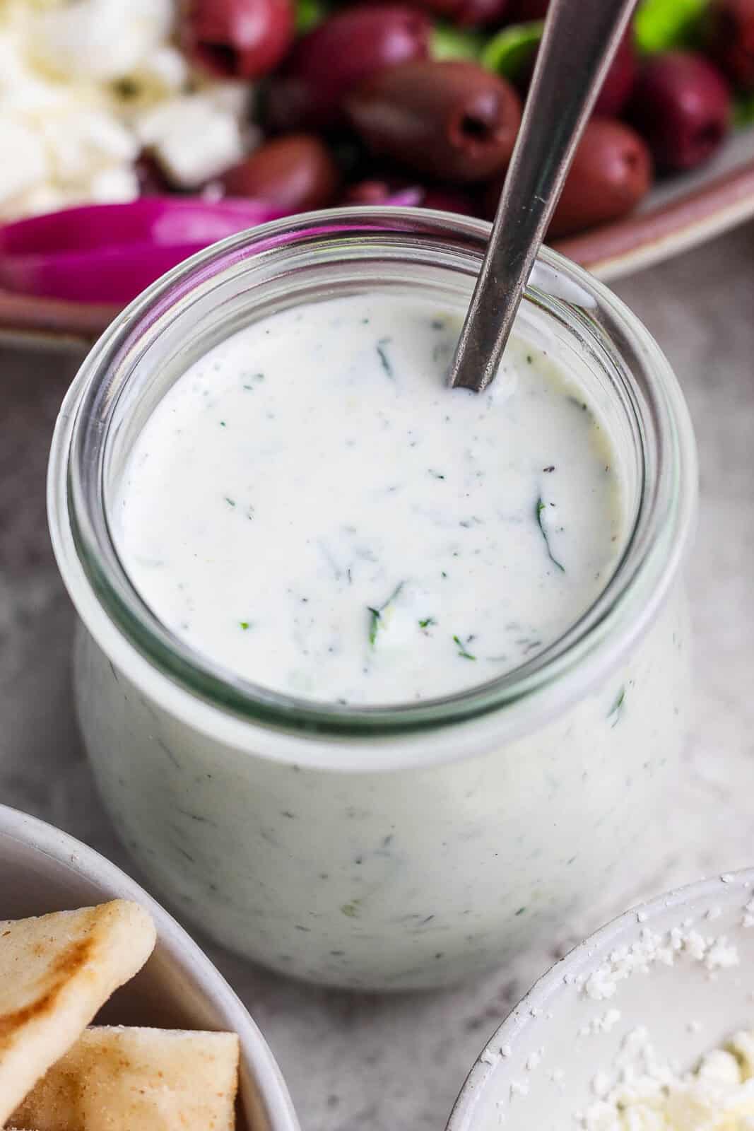 Tzatziki Salad Dressing (Easy, Creamy & Fresh) - The Wooden Skillet