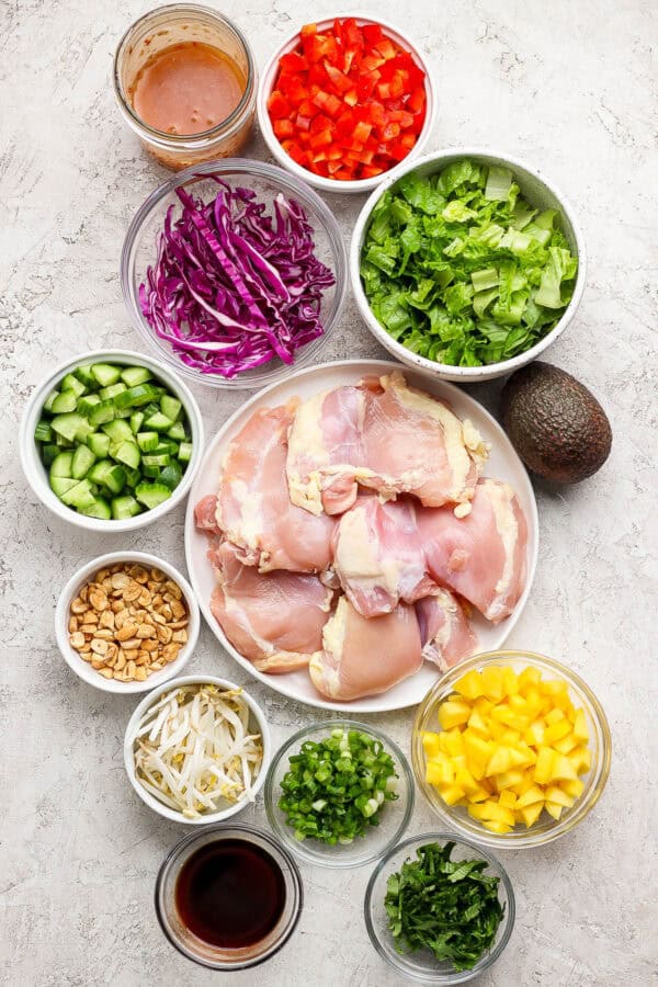 Chicken Mango Spring Roll Salad - The Wooden Skillet