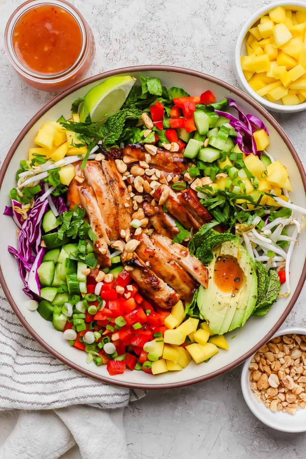 Chicken Mango Spring Roll Salad - The Wooden Skillet