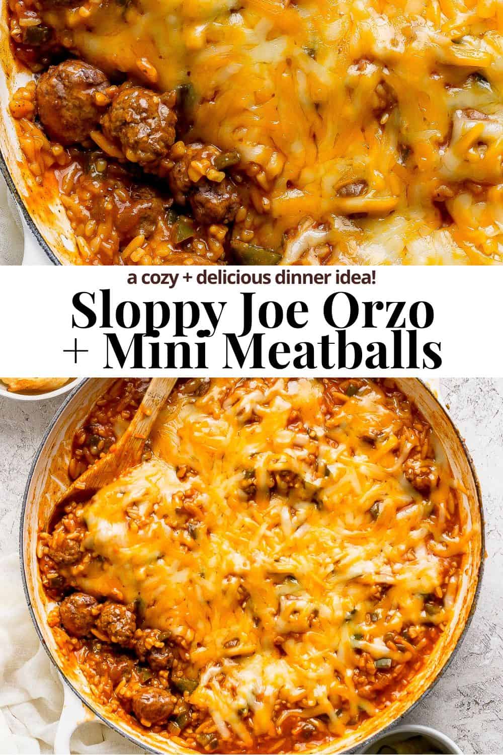Sloppy Joe Orzo + Mini Meatballs - The Wooden Skillet