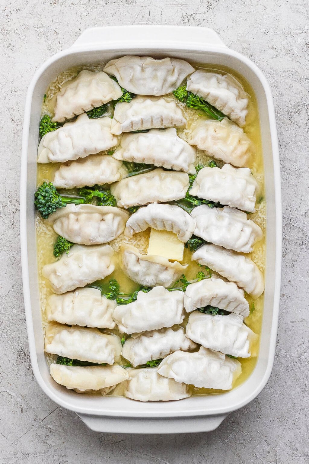 Dumpling Bake + Rice and Spicy Mayo - The Wooden Skillet