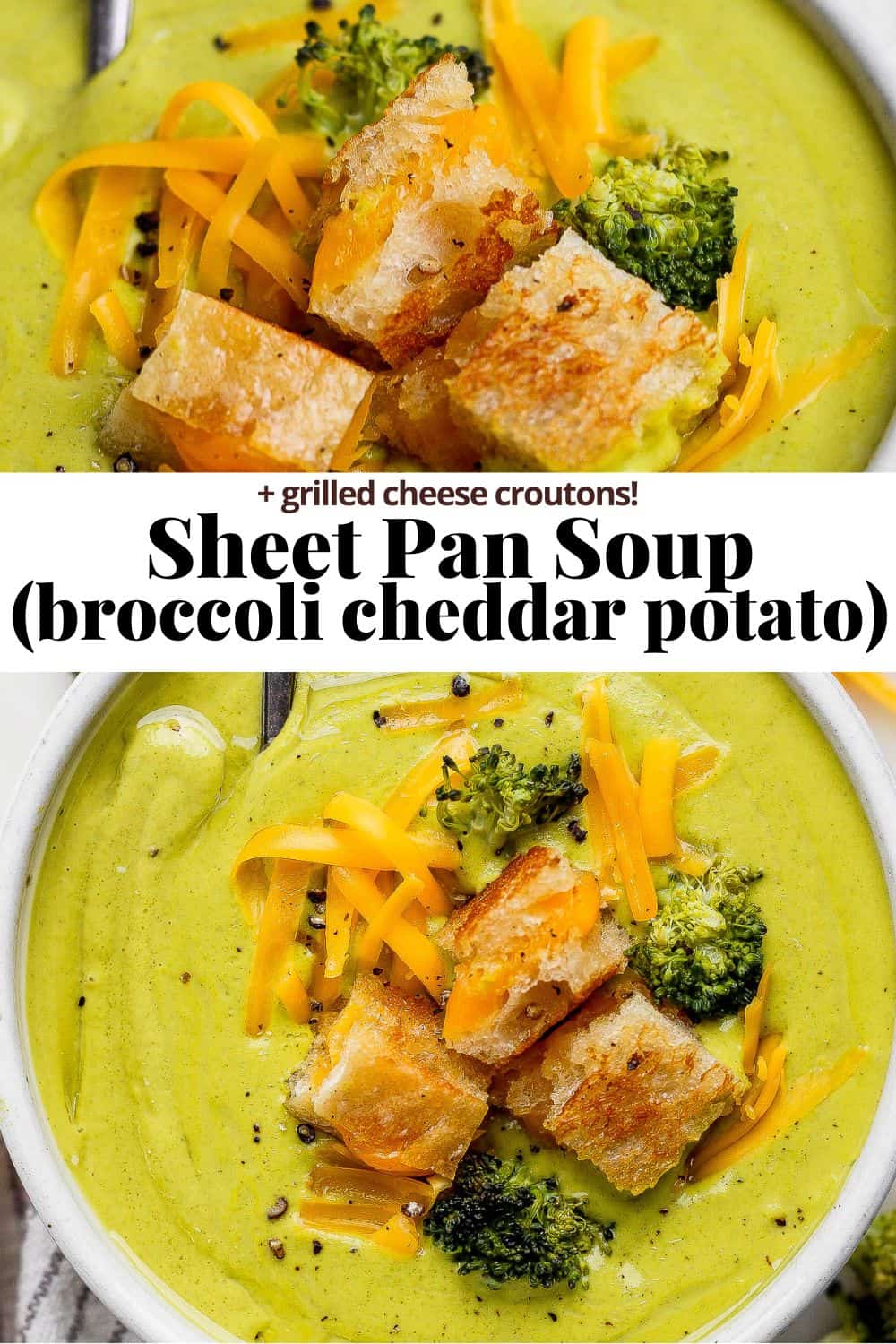 Sheet Pan Soup (Potato Broccoli Cheddar Soup) - The Wooden Skillet