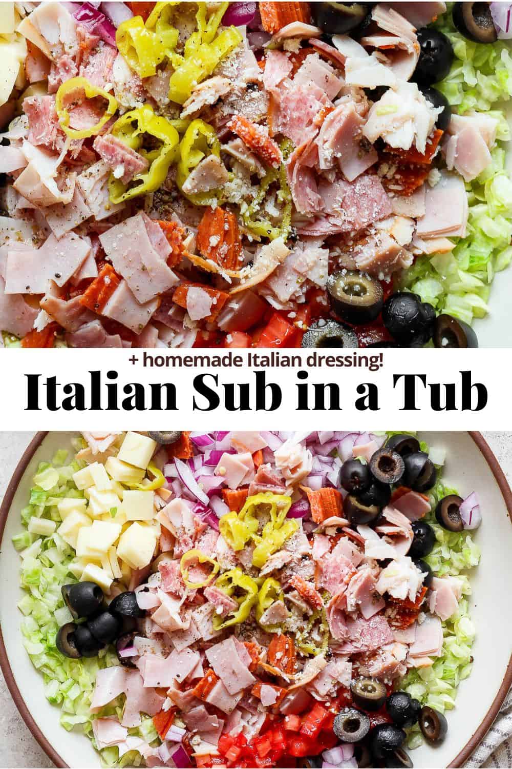 Italian Sub in a Tub (Easy Chopped Sub Salad) - The Wooden Skillet